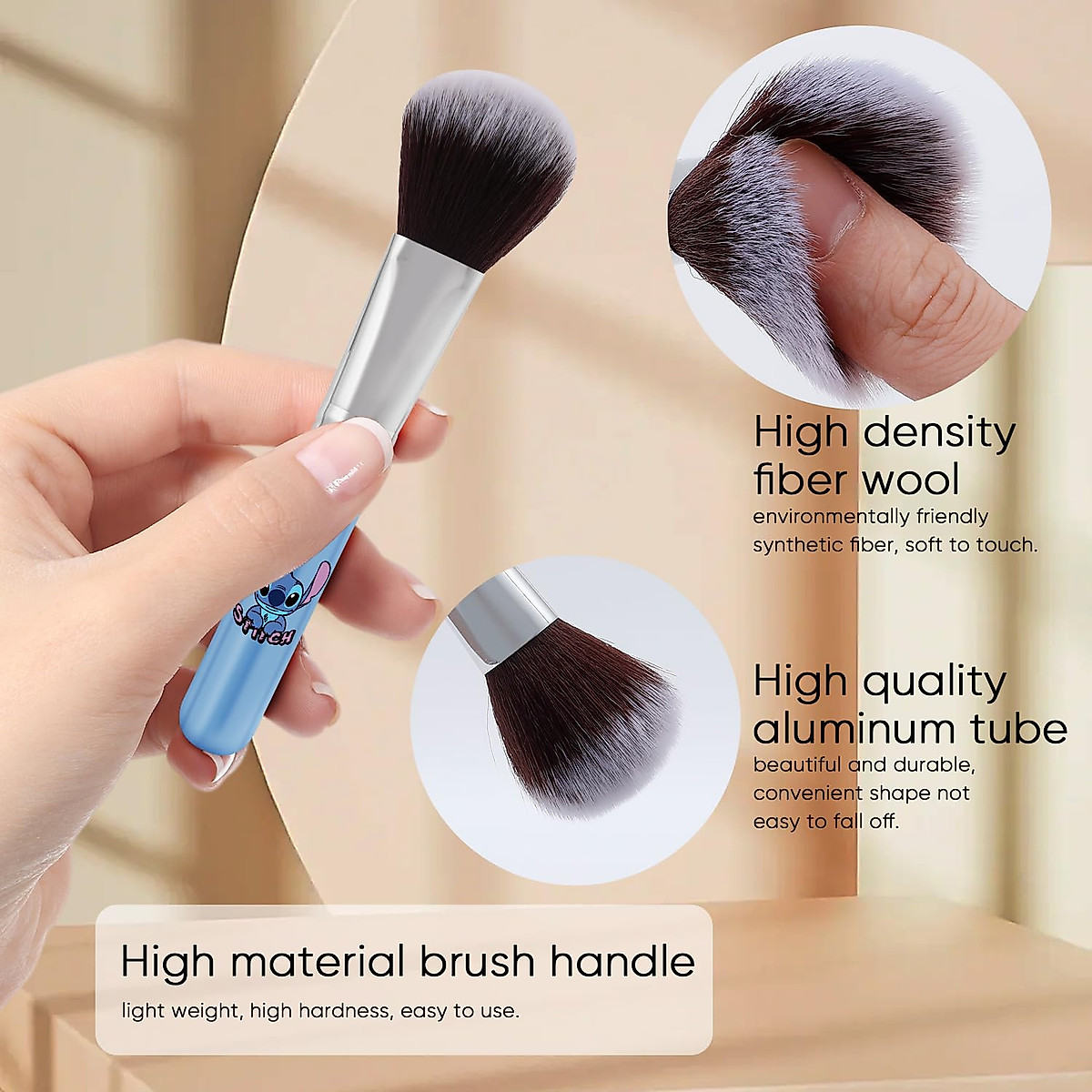 U-CHYTY Stitch Makeup Bag with Makeup Brush Stitch Plush Cosmetics Case Stitch 12 Pcs Cosmetic Brush Capacity Bag for Women Girl-bag (S-12PCS brushes+caseA)