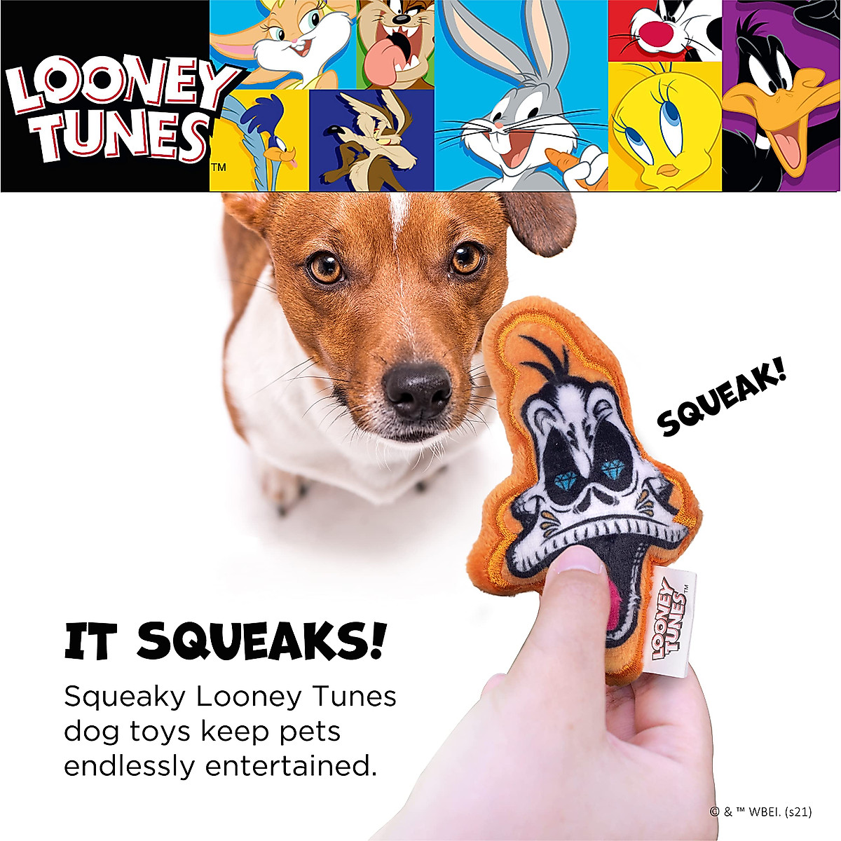 Looney Tunes for Pets Halloween Day of The Dead Daffy Duck & Lola Bunny Silo Pet Squeaker Toys 2 Piece | Squeaky Dog Toys Small Dog Toys for Small Dogs | Halloween Dog Chew Toys,FF18362
