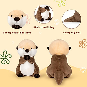 Wanwu World Sea Otter Stuffed Animal 15.7" Cute River Otter Plush Standing River Otter Plush Toy Christmas Birthday Gift for Kids Children Girls Boys
