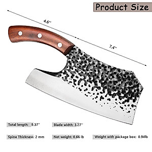 BLADESMITH Vegetable Cleaver Knife Effort Saving - Ultra Sharp Chinese Chef Knife Chopping Knife - Full Tang High Carbon Steel Meat Cleaver Forged Blade 7'' -SandalWood Handle - Light & Well Balance