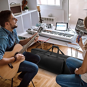 NKTM 88 Key Keyboard Case, 53.5"x12.6"x6.3" Electric Keyboard Bag Piano Gig Bag with Handles and Adjustable Shoulder Straps Keyboard Gig Bag - Black