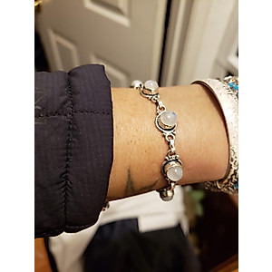 Moonstone Bracelet For Women | White Stone June Birthstone Moon Stone Handmade Link Bracelet | Mother's Day Gifts For Her | Silver Bracelets for Women | Boho Handmade Bracelets