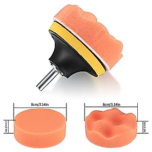 6 Pcs 3 inch Car Polishing Pad Kit, Drill Buffer Attachment with Buffing Wheel, Polishing Buffing Wheel for Drill, Sponge and Wool Wheel Polishing Waxing Pad Set with M14 Drill Buffer Adapter