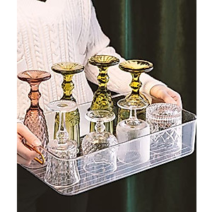 Elsjoy 2-Tier Basket Drawer Organizer, Pull-Out Cabinet Organizer Sliding Basket with Handle, Clear Basket Organizer for Under Sink, Kitchen, Bathroom, 14.5 x 10 x 16