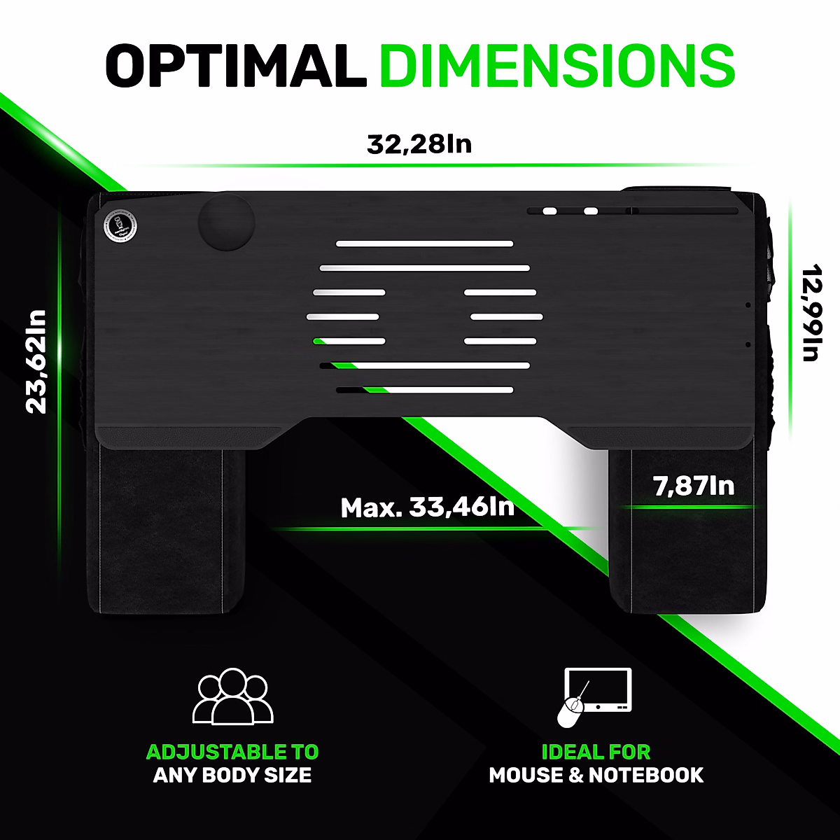 Couchmaster CYBOSS - Extra Wide Laptop Stand for Couch and Bed, Ergonomic Design with Cushions, Lap Desk Supports Notebooks up to 18 Inches – You are The Big Boss! The CYBOSS!