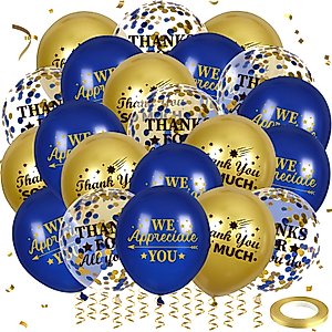 Thank You Balloons Blue Gold We Appreciate You Decorations 50 Pcs Thanks for All You Do & We Appreciate You Balloons Coworker Employee Staff Appreciation Gifts Graduation Appreciation Party