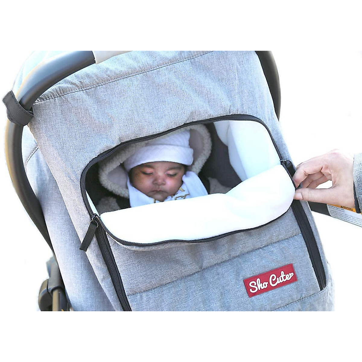 Sho Cute - Winter Baby Car Seat Cover for Boys Girls | Polar Fleece Newborn Cozy Carrier Covers I Warm Infant Carseat Canopy for Babies | Perfect for Cold Weather of Spring Fall and Winter | Soft Grey
