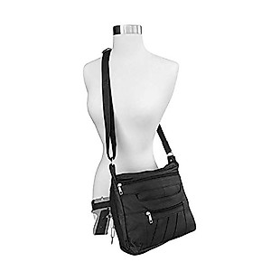Black Leather Concealed Carry Handbag Roma 7082