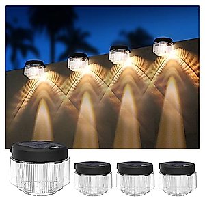 ENTOVE Solar Fence Lights, Solar Deck Lights Outdoor Waterproof Led, Landscape Solar Lights Outdoor Decorative for Wall, Yard, Garden, Stairs, Patio, Garage, Front Door, Swimming Pool, Shed 4 Pack