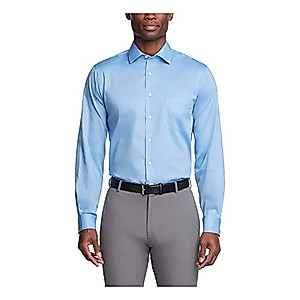 Van Heusen mens Regular Fit Flex Collar Stretch Solid Dress Shirt, Blue Frost, 17.5 Neck 34 -35 Sleeve US