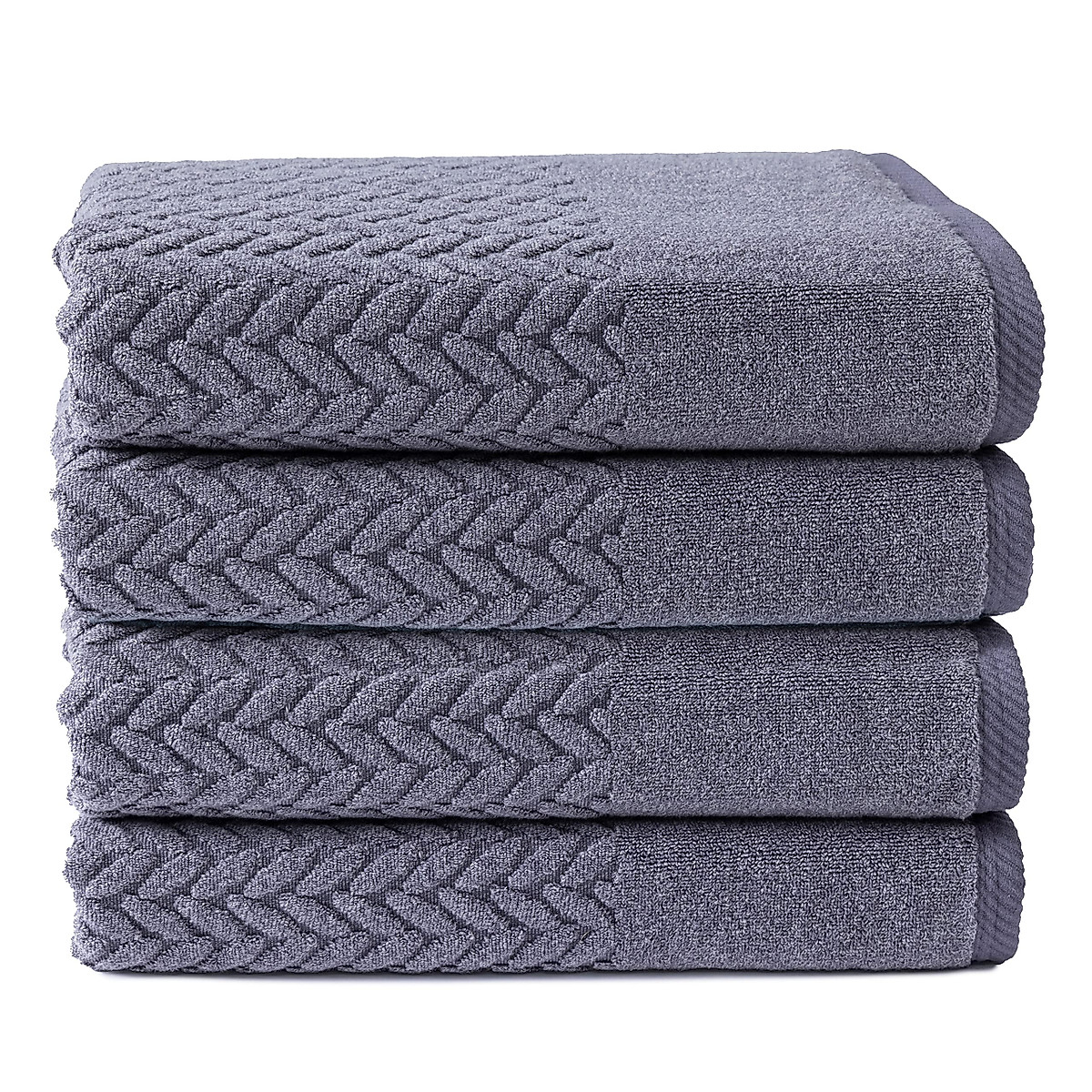 Texere 100% Organic Cotton Jacquard 650 GSM Premium Bath Towel Sets - Extra Absorbent Quick Dry and Plush (Cable, Excalibur, 4 Bath Towels)