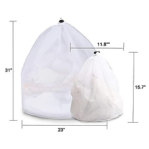 Laundry Bag, Mesh Laundry Bag, Laundry Bags Mesh Wash Bags, Large Heavy Duty Travel Laundry Bags, Washable Laundry Bags for Travel with Locking Drawstring Closure- 2 Pack