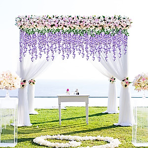 IMIKEYA 12 Pieces Wisteria Artificial Flower 3.25 Feet Wisteria Vine Ratta Hanging Garland Silk Fake Wisteria Flowers String for Wedding Party Decor, Blue