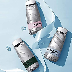 Upgraded Mini Travel Sun Rain Windproof Umbrella - Compact Lightweight Portable Parasol Outdoor UV Folding Umbrellas for Men Women Kids (Dark green)