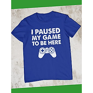 Kids Gamer Shirt I Paused My Game to Be Here Gifts for Gamers Boys Youth Gaming Shirts Medium Blue
