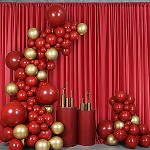10 ft x 20 ft Wrinkle Free Red Backdrop Curtain for Parties, Polyester Photography Backdrop Drapes for Birthday Party Baby Shower, Thick Background Curtain for Backdrop Stand, 4 Panels 5 ft x 10 ft