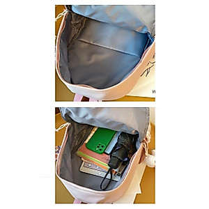 TULDYS Kawaii Backpack with Cute Accessories Aesthetics Bookbag (Pink)