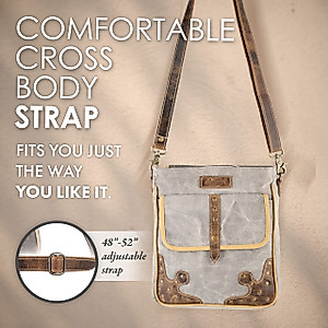 SIXTEASE Crossbody Bag for Women Vintage Style Genuine Leather, Upcycled Canvas, Rug, or Hair On - Cross Body Womens Bags with Inside Zipper Pockets - Ceilo