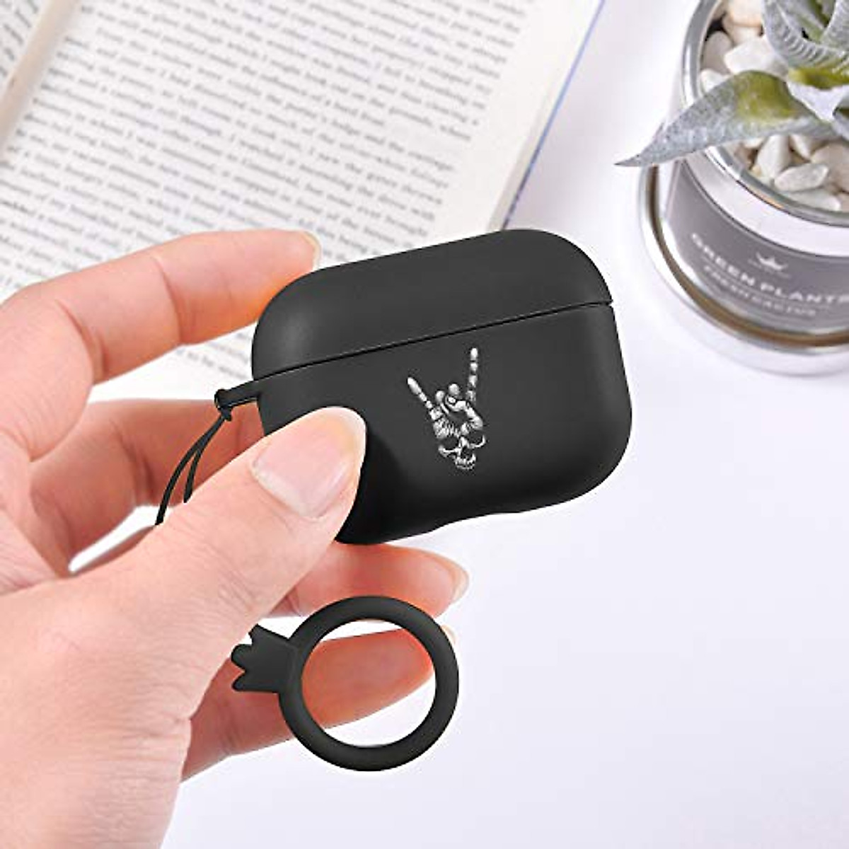 LuGeKe Case for Airpods Pro with Keychain,Cool Skull Patterned Case with Protective Soft TPU,Shockproof Cover for Girls Boys Kids Women Men (Novel Skull,Support Wireless Charge)