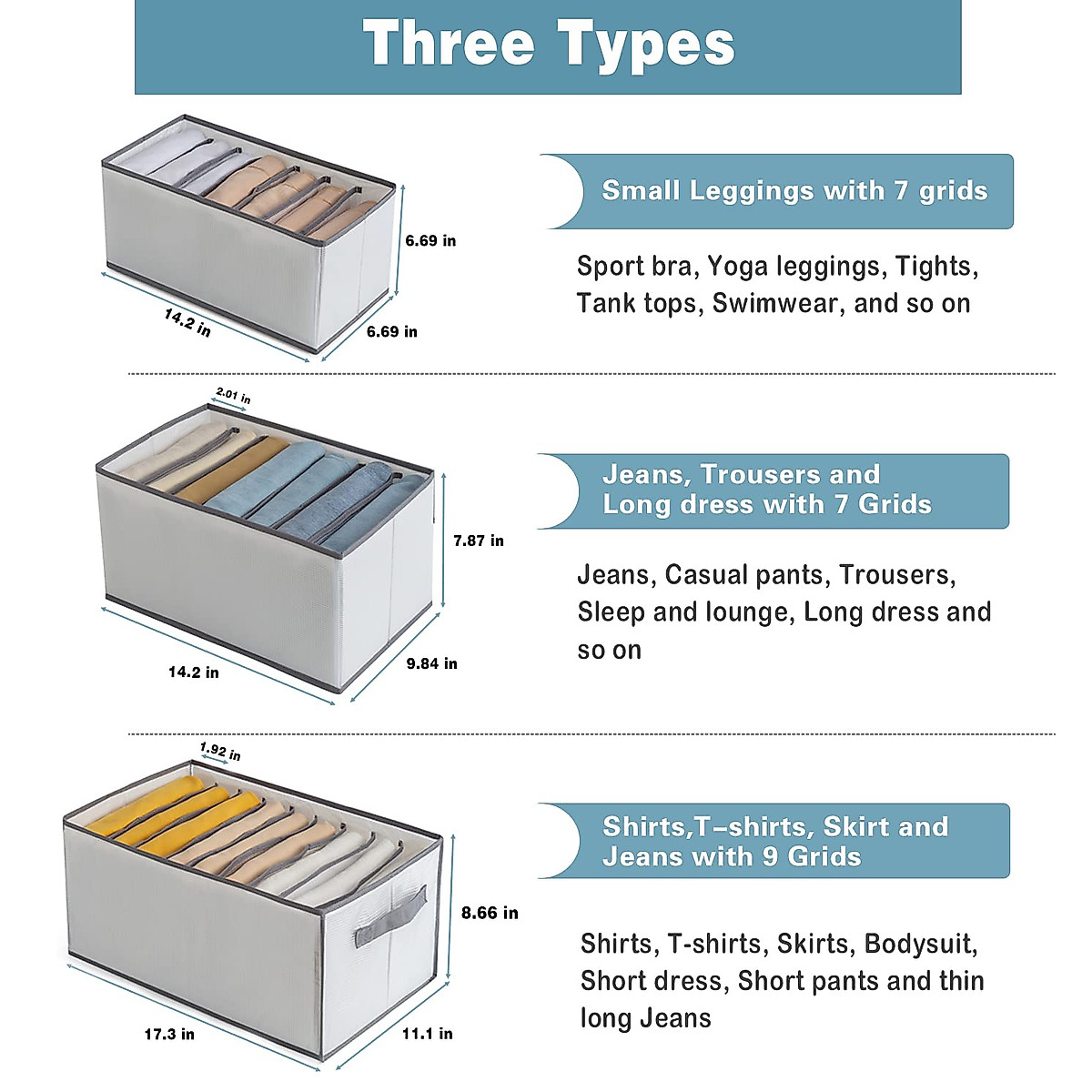 WENSEFTY Wardrobe Clothes Organizer, PP Board Mesh Closet Drawer Organizers for Clothing, Clothes Organizer and storage for folded Jeans Pants T-shirt Legging Dress