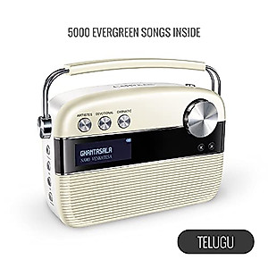Saregama Carvaan Telugu - Portable Music Player with 5000 Preloaded Songs, FM/BT/AUX (Porcelain White)