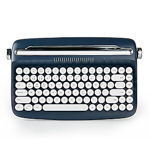 YUNZII ACTTO B303 Wireless Keyboard, Retro Bluetooth Aesthetic Typewriter Style Keyboard with Integrated Stand for Multi-Device (B303, Midnight)