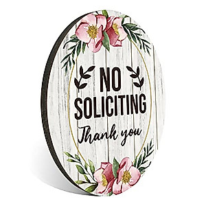 No Soliciting Sign for House or Office, No Solicitors Sign for Front Door or Wall Decor, No Soliciting Signs for Indoor/Outdoor Home or Business Use, 4" x 5" (with Strong Adhesive Tape) - PMB021