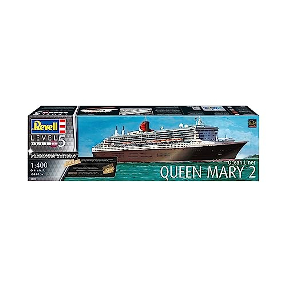 Revell RV05199 1:400-Queen Mary 2 Platinum Edition Plastic Model kit, Multicolour, 1/400