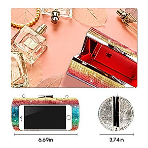GripIt Rainbow Rhinestone Evening Handbags Ladies Colorful Clutch Bag Purses for Women with Golden Chain for Party Prom