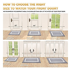 OLANLY Indoor Door Mat, 20x32, Non-Slip Absorbent Resist Dirt Entrance Rug, Machine Washable Low-Profile Inside Entry Door Rugs for Entryway, Grey