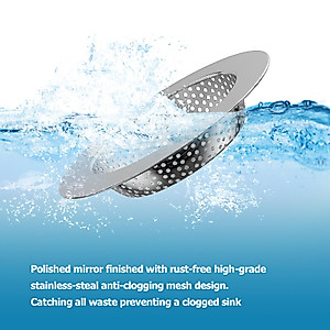 Huntonry 2PCS Kitchen Sink Stopper and Kitchen Sink Drain Strainer, Drain Catcher and Drain Cover for Kitchen Sink, Drainer for Standard 3-1/2 Inch Garbage Disposal Sink Drain