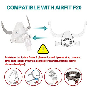 Frame Supplies Compatible with AirFit F20 Frame,Frame and Headgear Clips Compatible with AirFit F20,Package Included 1 Piece Frame,2 Pieces Headgear Clips and 2 Pieces Strap Covers