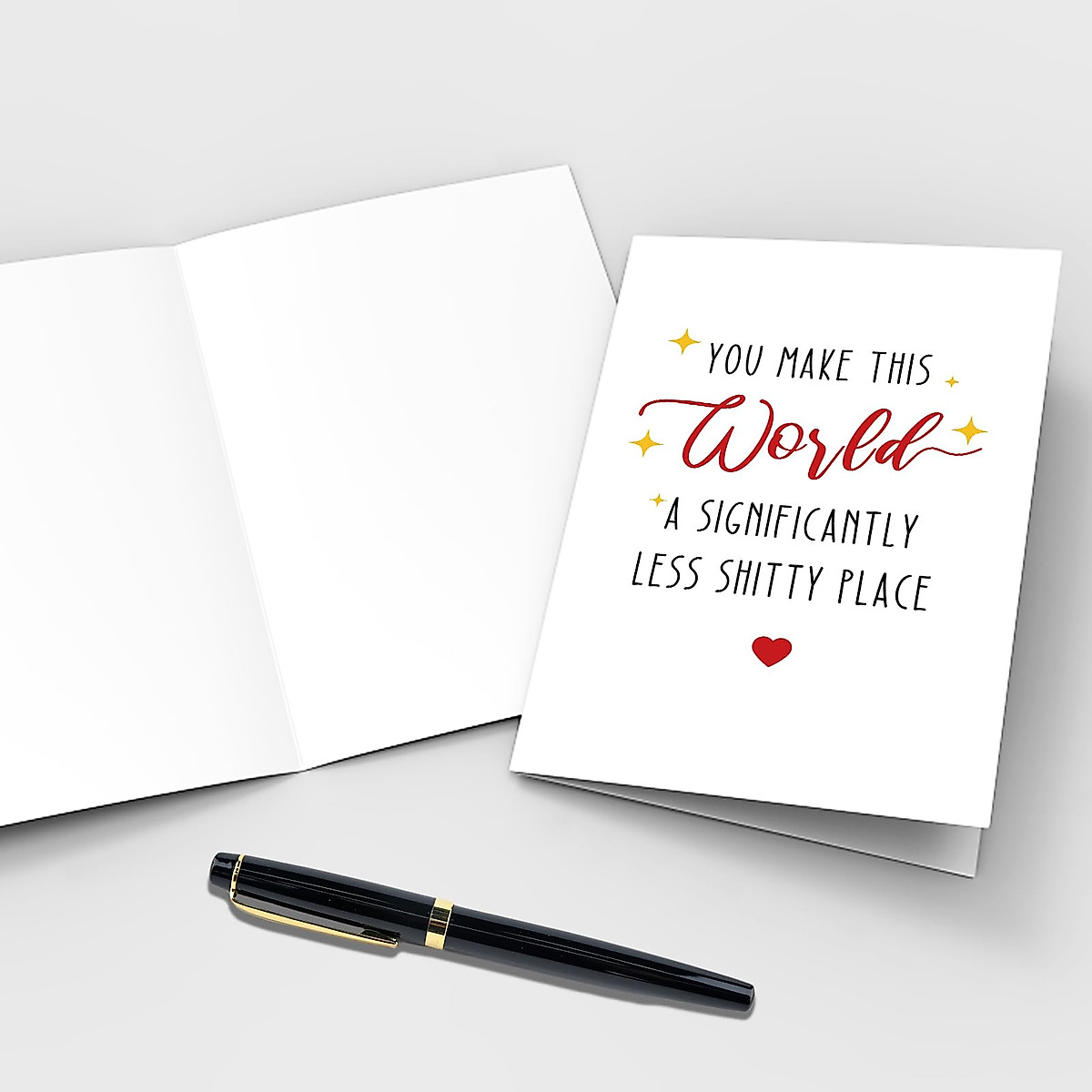 Qiliji Funny Best Friend Birthday Card, Thinking of You Card, Thank You Card for Him Her, Appreciation Card, You Make This World A Significantly Less Shitty Place