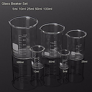 LIPOVOLT® Set 5ml-100ml Chemistry Laboratory Glass Beaker Borosilicate Measuring Glasswar