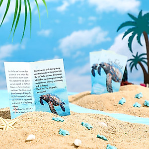 122 Pcs Sea Turtle Gifts Sets Including 36 Pcs Appreciation Cards Mini Sea Turtle Greeting Notecard, 36 Pcs Organza Bags, 50 Pcs Mini Sea Turtle for Employees Nurses Teachers Students Volunteers