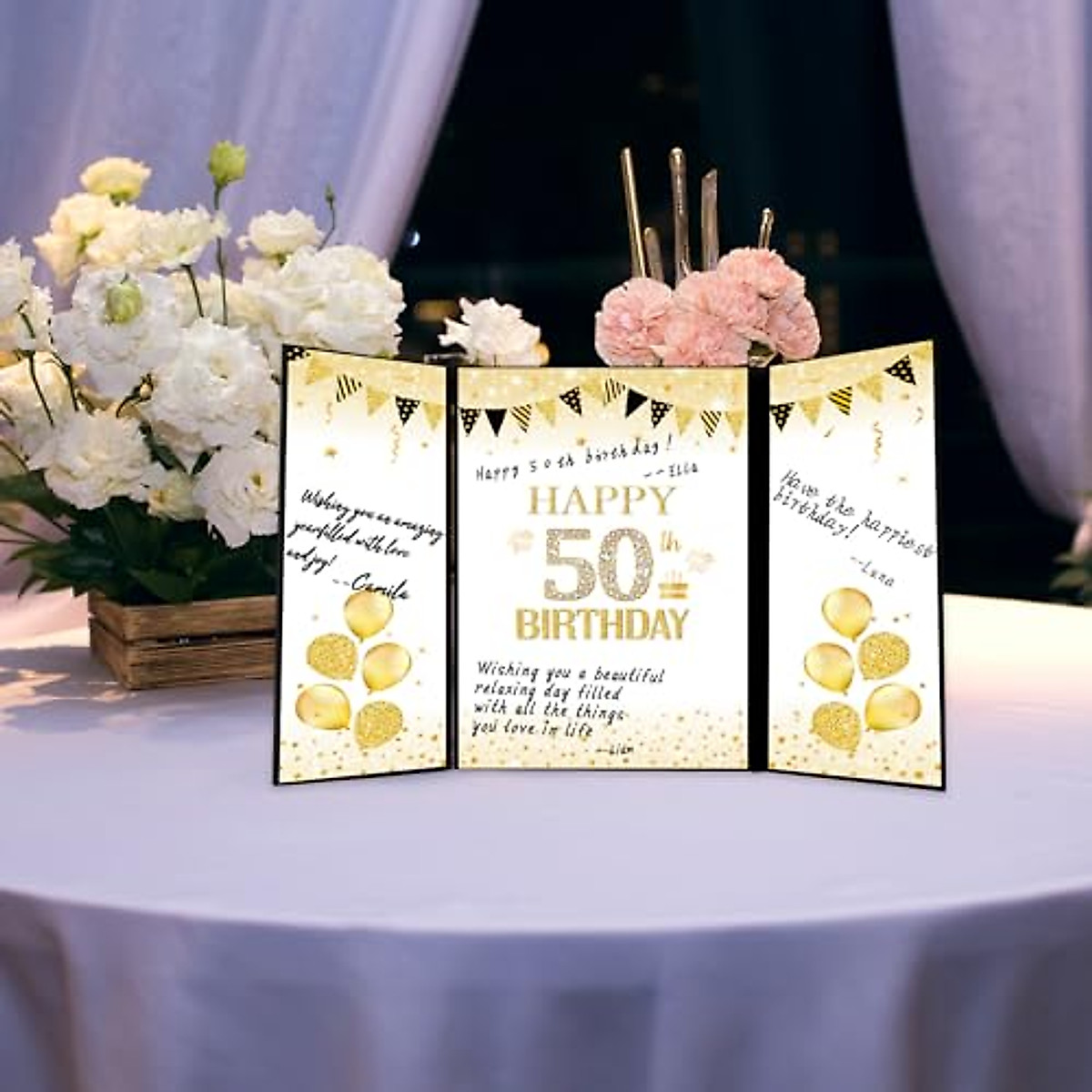 Black Gold 50th Birthday Guest Book Alternative Happy 50th Birthday Signature Certificate 50 Years Old Signature Guest Book Great 50th Birthday Gifts 50th Birthday Party Supplies for Men Women