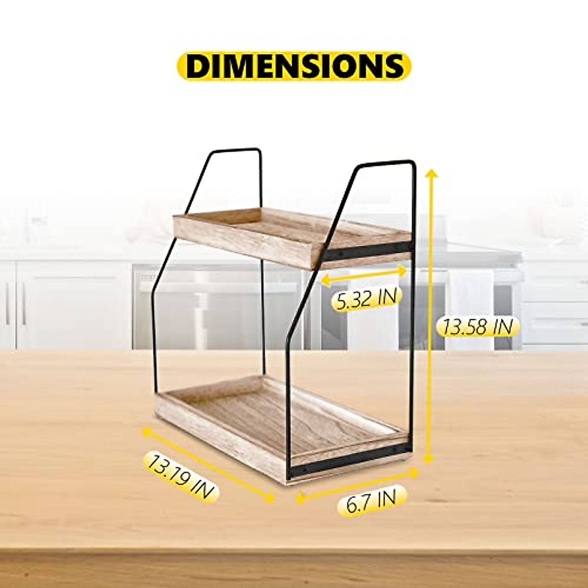 Bathroom Counter Organizer, Vanity Organizers and Storage Tray, Bathroom Countertop Shelf, Bathroom Under Sink Organizer, Rustic Bathroom Kitchen Coffee Station Decor