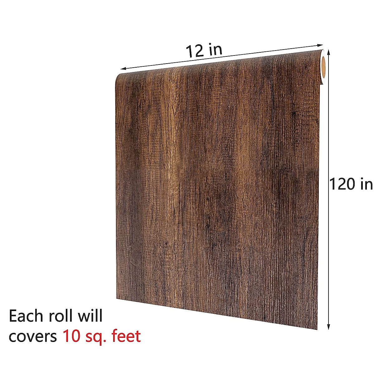 Decotalk Contact Paper Wood Grain Peel and Stick Vintage Wallpaper Self Adhesive Removable Waterproof Wallpaper for Countertops, Drawer Liner Cabinets Walls Desk 12x120inch, Brown