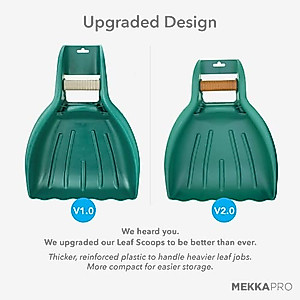 MEKKAPRO Leaf Scoops and Claws V2.0, 1-Pair (2 Pieces), Sturdy Ergonomic Grip, Large Hand Held Garden Rake Grabbers for Leaf Lawn Grass Removal