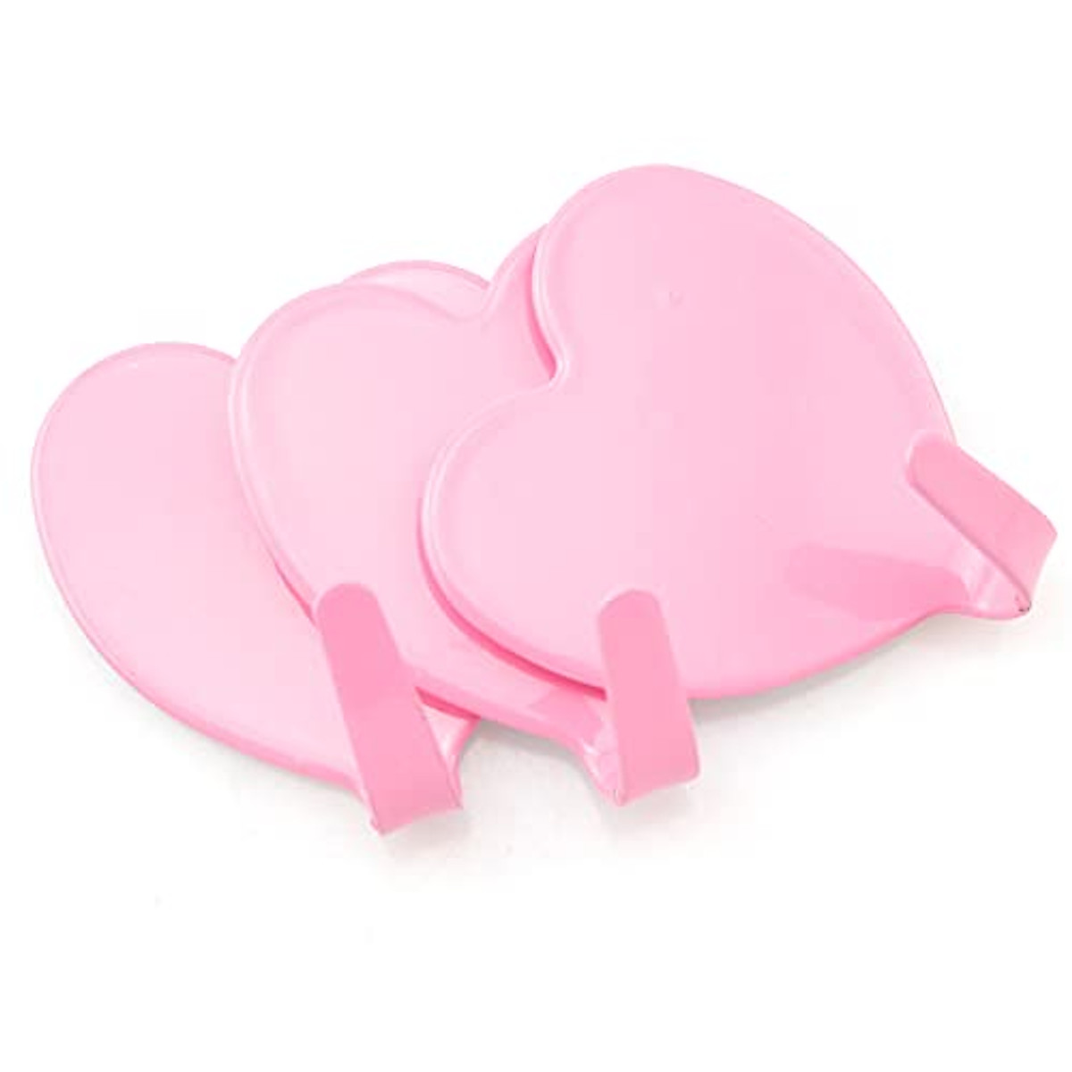 Lind Kitchen 5PCS 40x45mm Stainless Steel Heart-Shaped Hook Heart Shaped Multifunctional Self Adhesive Door Hook Coat Hooks Wall Mounted Coat Rack Closet Hooks, Nordic Pink