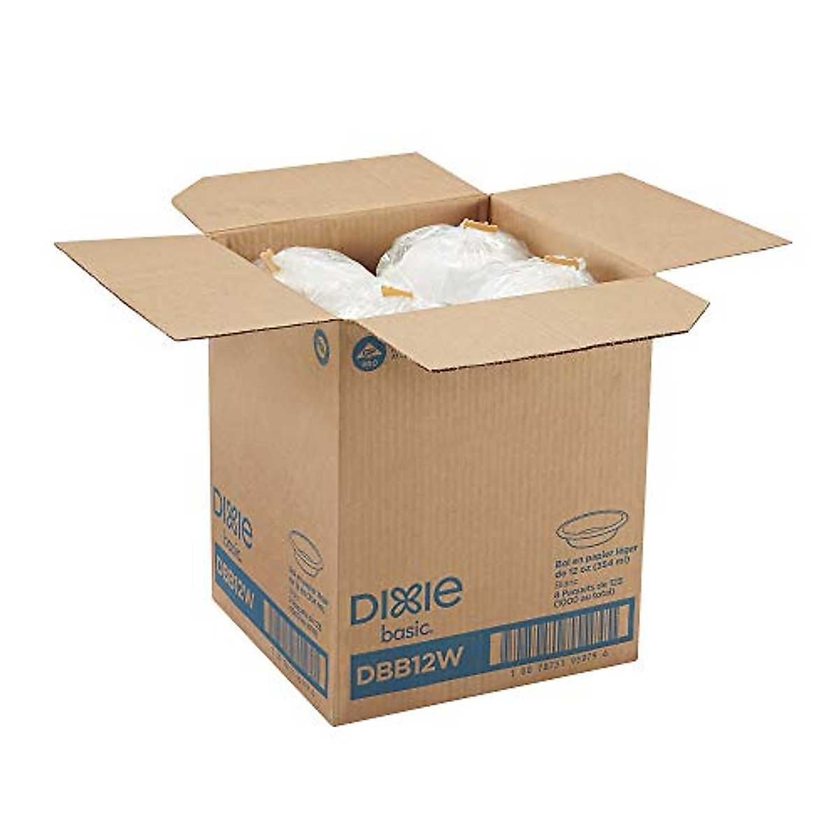 Dixie Basic 12Oz. Light-Weight Disposable Paper Bowls By GP PRO (Georgia-Pacific); White; DBB12W; 1000 Count (125 Bowls Per Pack; 8 Packs Per Case)