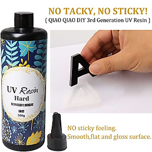 Big Bottled QIAO QIAO DIY 3rd Generation UV Resin Clear Hard, for Professional Resin Makers Fully Cured! No Tacky! (500g/17.63oz)