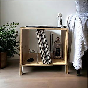 Turnable Stand with Record Storage - Stackable Bamboo Record Player Stand with Storage for 12" Vinyl Albums Turntable Cabinet Nightstand - Living Room Bedroom Sofa Couch Bed Side Night Stand