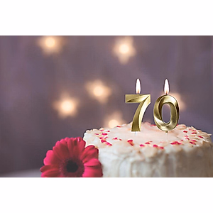 Bailym 70th Birthday Candles,Gold Number 70 Cake Topper for Birthday Decorations Party Decoration