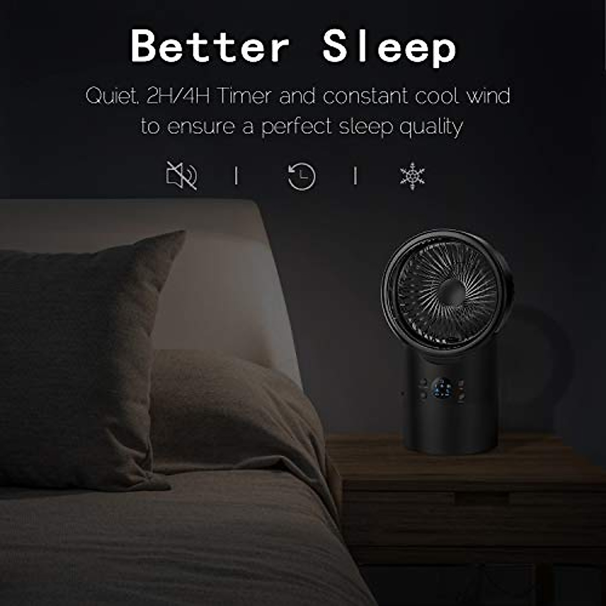 Portable Air Conditioner Fan, KUUOTE Mini Evaporative Cooler with 7 Colors Night Light, Personal Space Air Cooler Quiet Desk Fan Humidifier Misting Fan for Small Room Bedroom Home Office