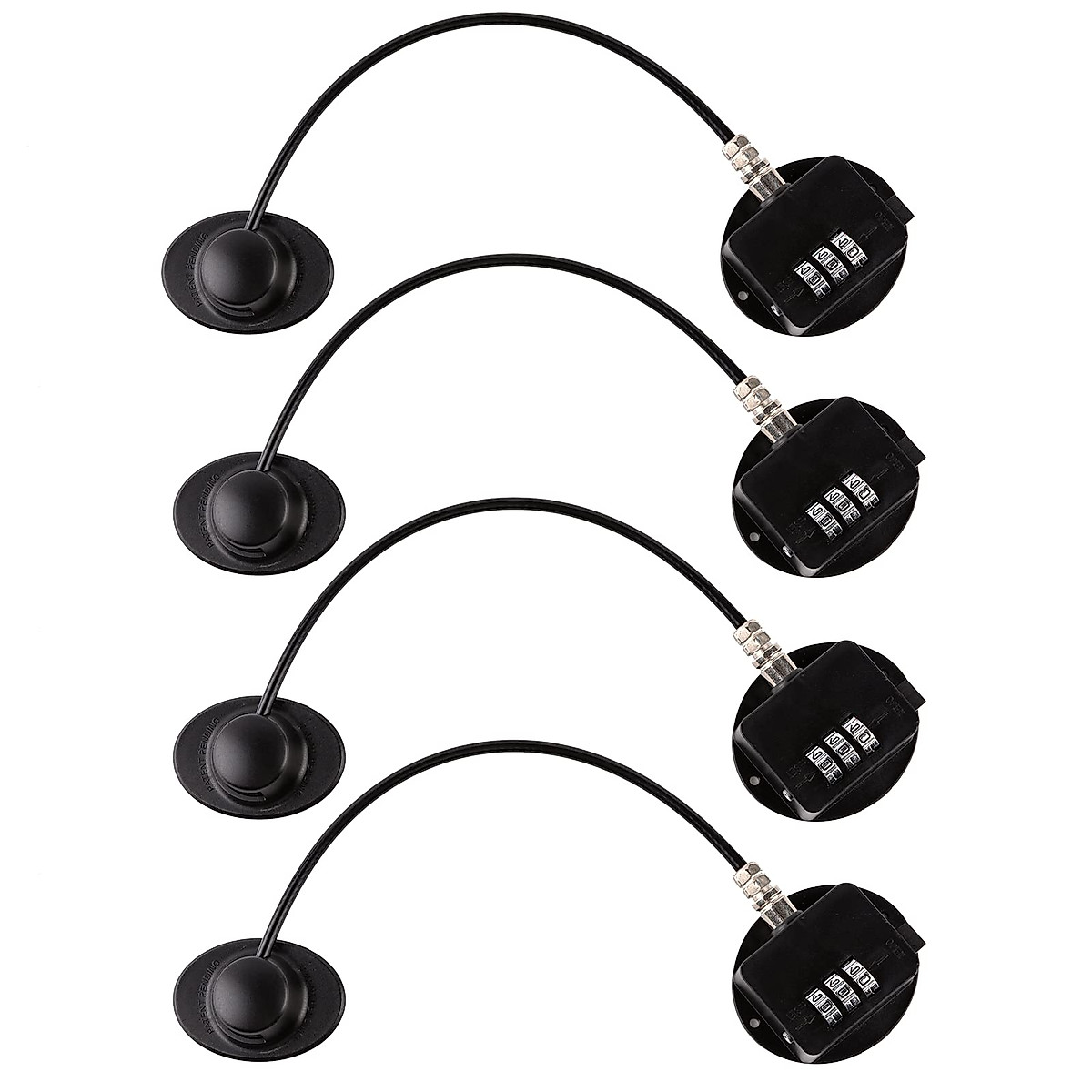 4 Pack Refrigerator Lock Combination Coded Fridge Lock Freezer Child Safety Lock Door Lock with Strong Adhesive No Keys Need Black