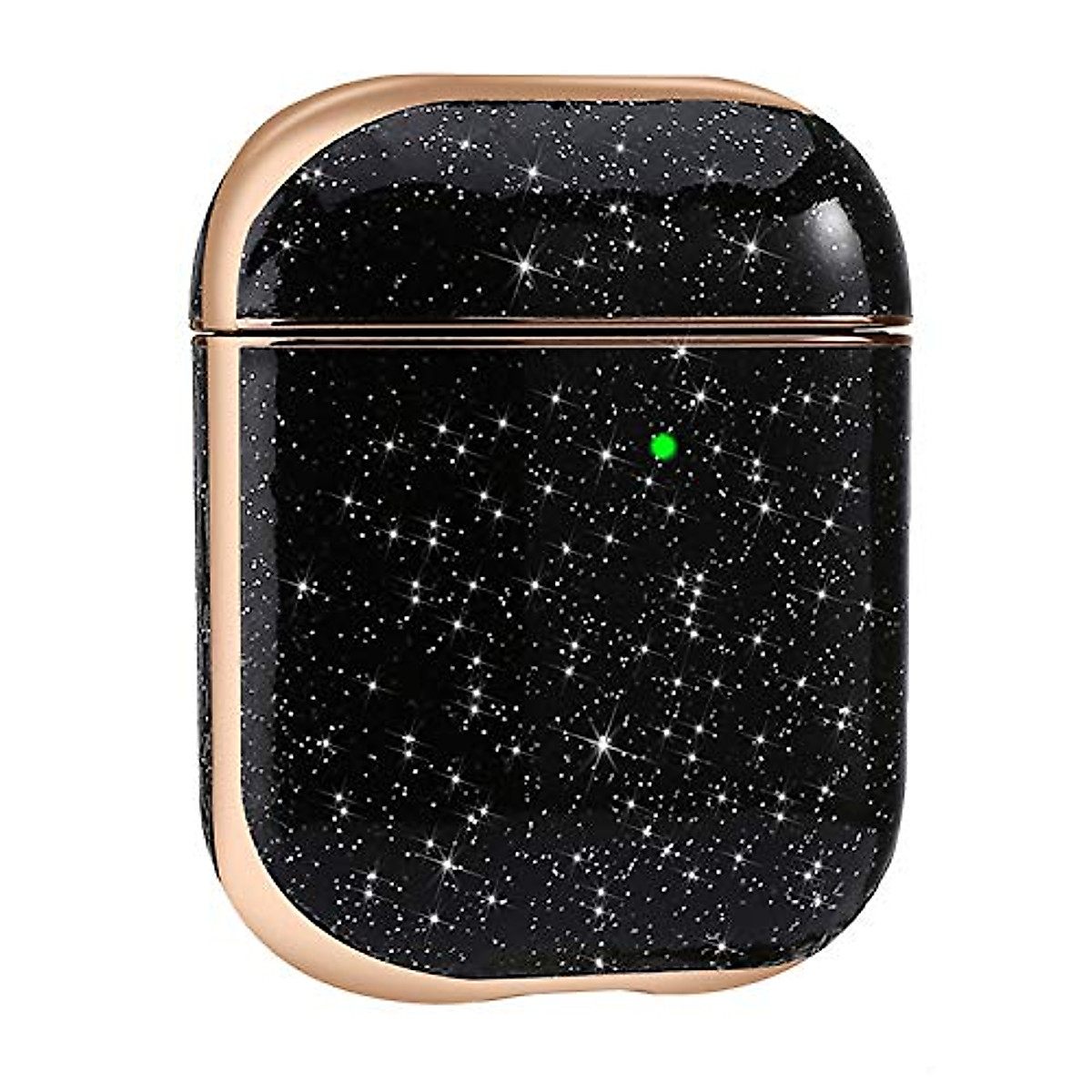 Aladrs Bling Hard Shell Cover Compatible with Glitter Airpod 1/2, Protective Case for Apple AirPods 2nd / 1st, Black