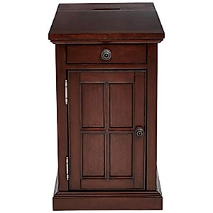Ball & Cast Traditional End Table with Charging Station Chair Side Table with USB Ports & Outlets, Dark Brown