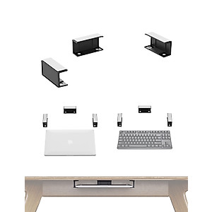 NOTMBESTM Under Desk Laptop Holder Under Desk Rack Mount for Keyboard & Small Devices Also Fit for Cable Box Wall Mount Tray Organizer Like Routers, Modems, Network Switch and More