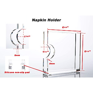 Acrylic Napkin Holder for Tables - Clear Napkin Holders For Wedding Lunch Dinner - Vertical Space Saving - Safe Sturdy - Modern Contemporary Elegant, 6.25 In x 6.25 In